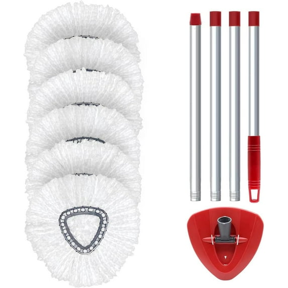 6 Pack Spin Mop Replacement Mop Heads Microfiber 360 Degree Easy ...
