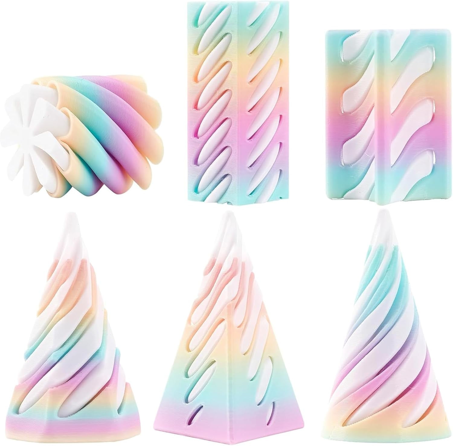 6 Pack Spiral Fidget Toy, Impossible Cone Fidget Toys (Rainbow color ...