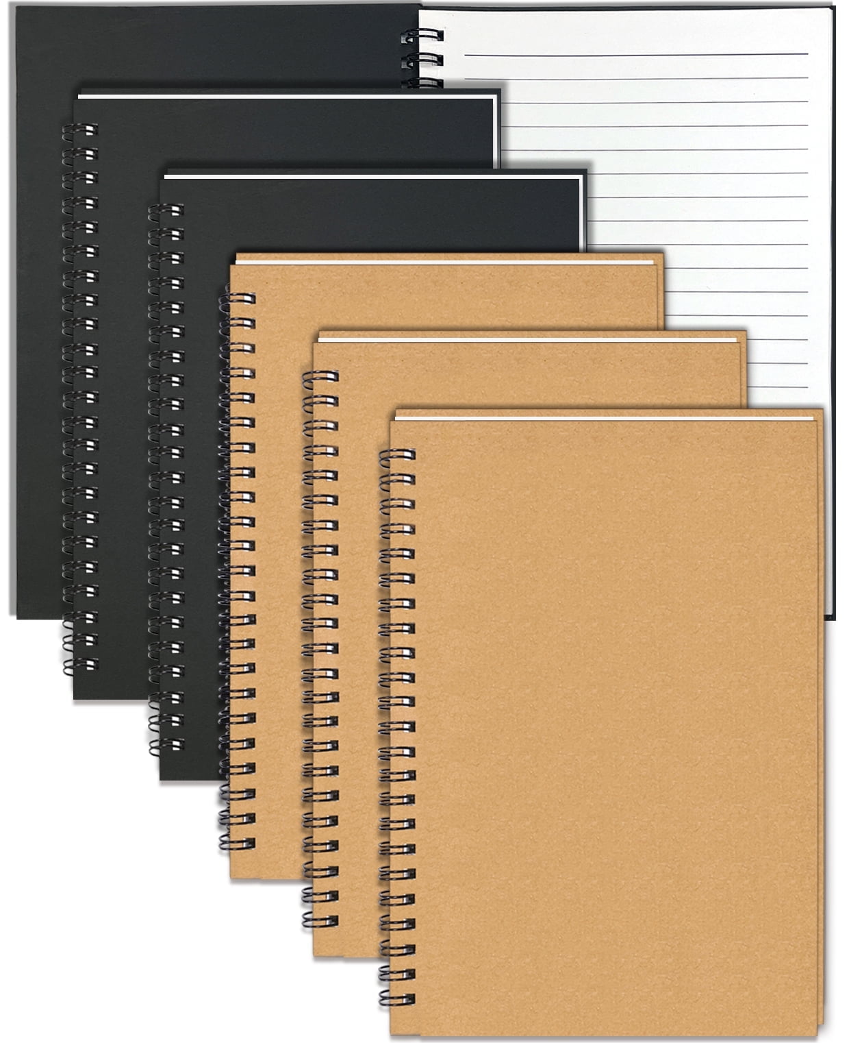 6 Pack Spiral Notebook, 8.25x5.5 Inches 120 Lined Pages College Ruled Spiral Bound Journal A5 ...