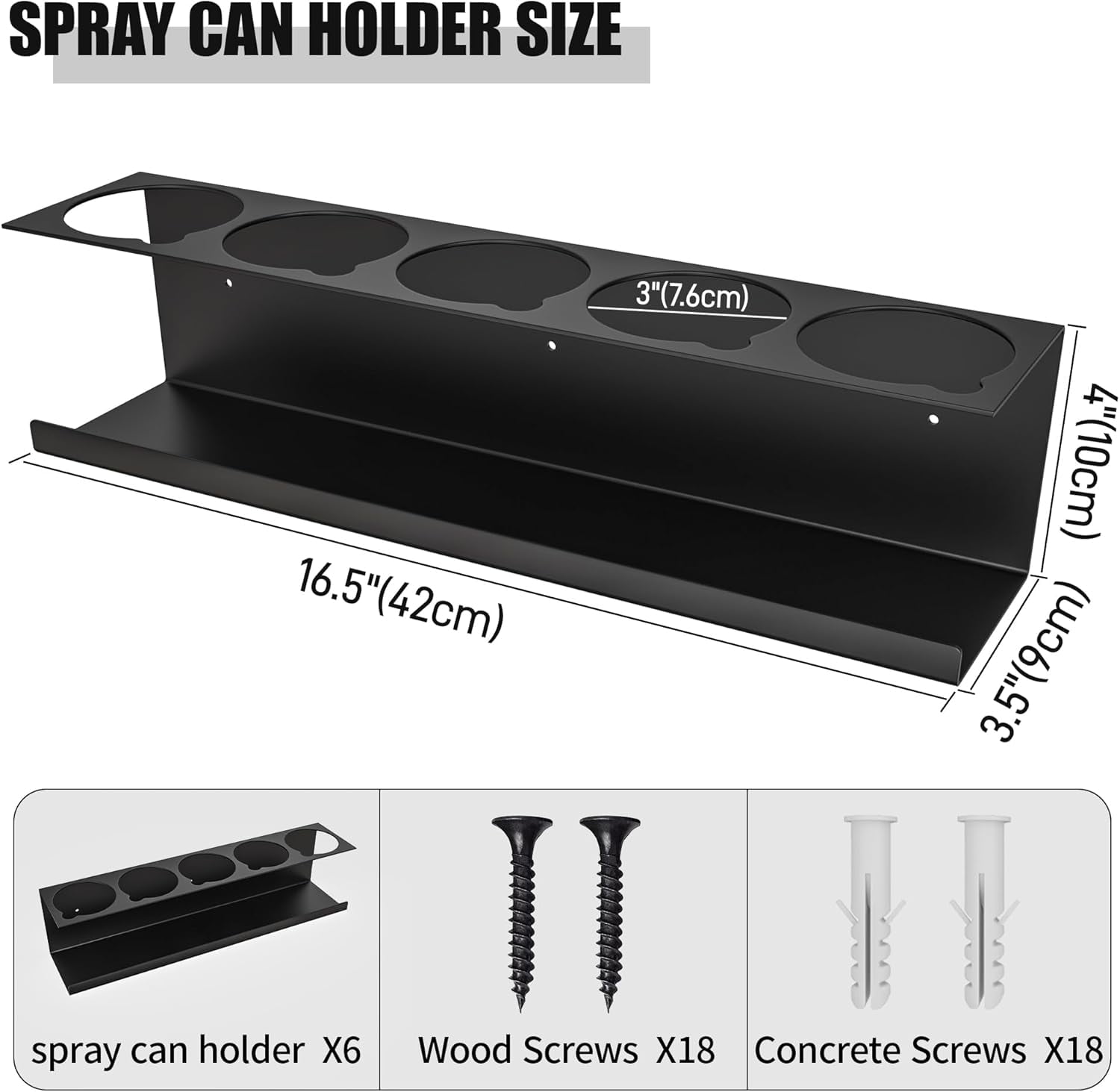 6 Pack Spray Bottle Holder Wall-Mounted, Aerosol Spray Can Holder ...