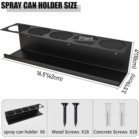 6 Pack Spray Bottle Holder Wall-Mounted, Aerosol Spray Can Holder ...