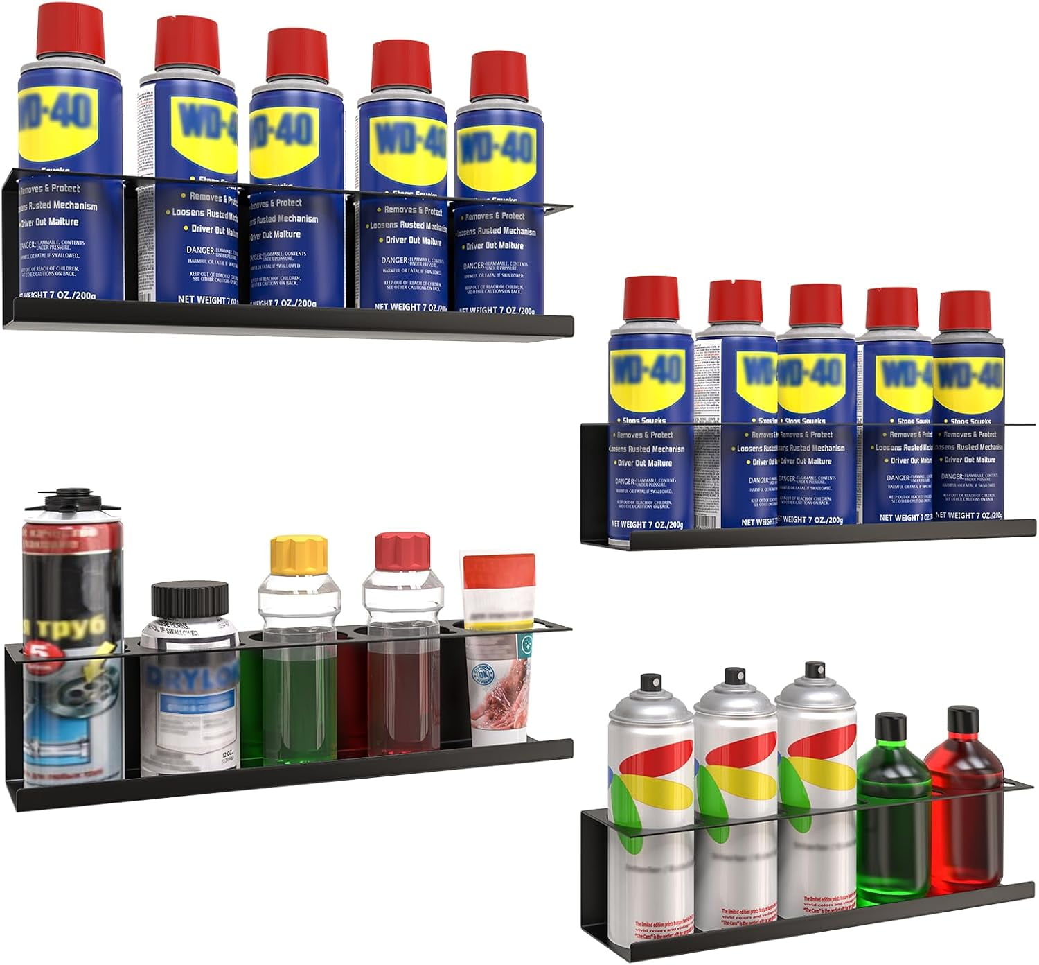 6 Pack Spray Bottle Holder Wall-Mounted, Aerosol Spray Can Holder ...