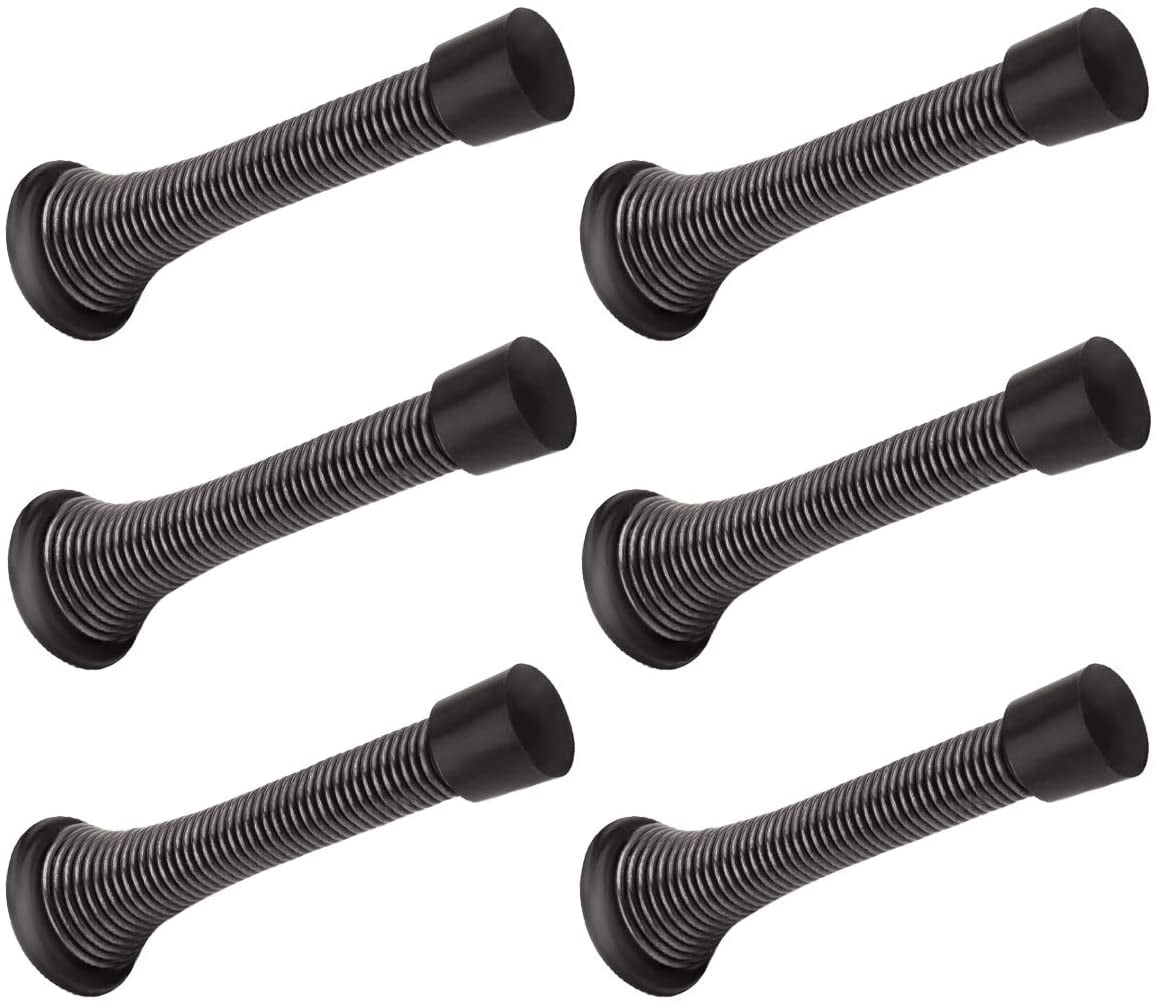 6 Pack Spring Door Stopper Oil Rubbed Bronze - 3-1/4" Flexible Spring ...