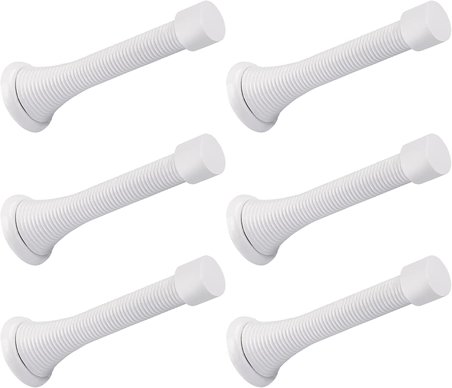 6 Pack Spring Door Stopper White- 3-1/4" Flexible Spring Door Stops ...