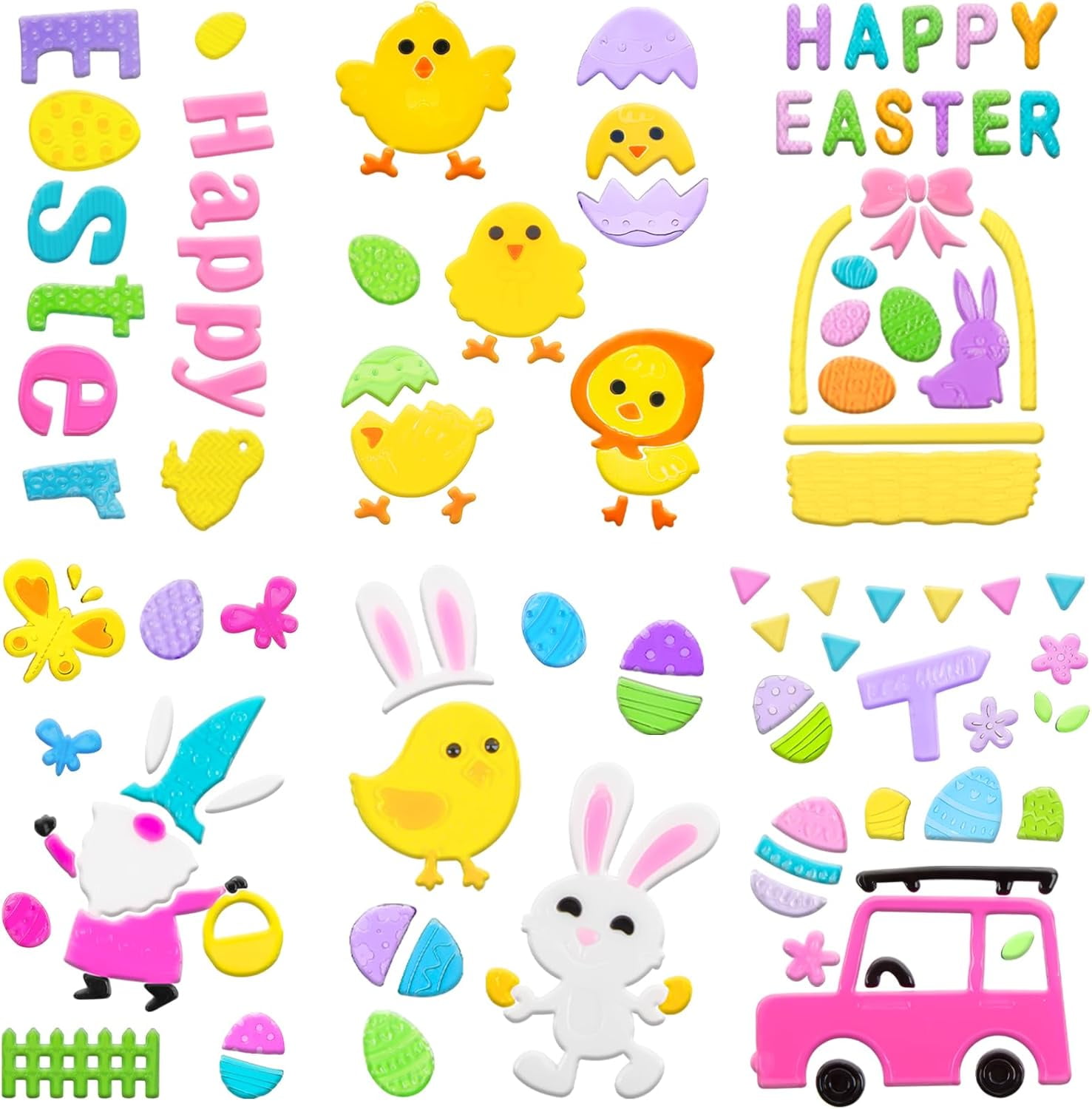 6 Pack Spring Gel Window Clings for Glass Windows - Reusable Seasonal ...