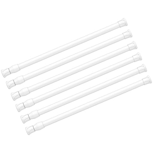 6-Pack Spring Tension Rod, Adjustable 16-28 Inches, No Drilling White ...