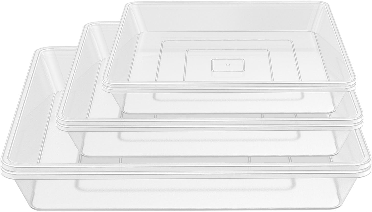 6 Pack Square Clear Plant Saucer 6 8 10 12 14 16 Inch, Durable Thick ...