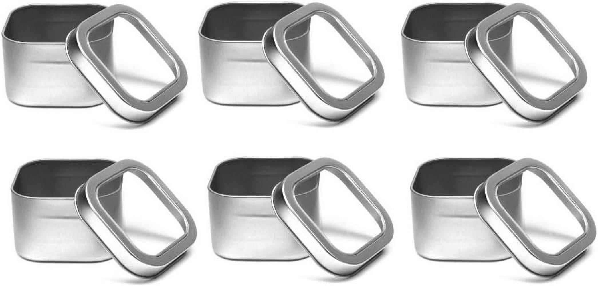6- Pack Square Metal Tins with Window Lids Storage Tin Container for ...
