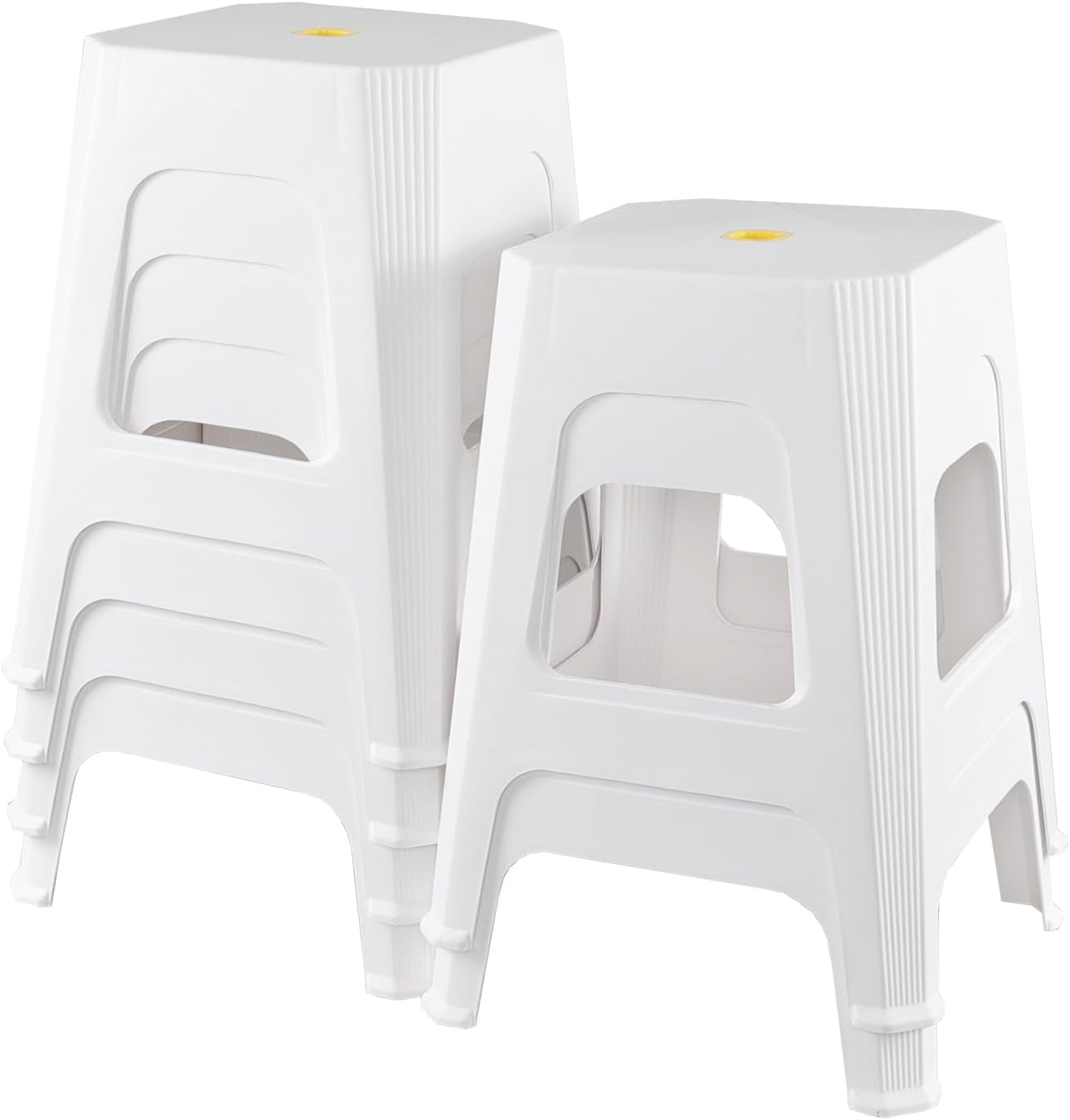 6 Pack Square Plastic Stackable Stools, 18.9 Inch Plastic Stacking ...