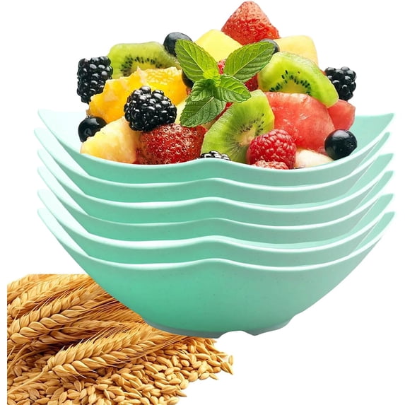 6 Pack Square Wheats Straw Bowls 7 inch Unbreakable Lightweight ...
