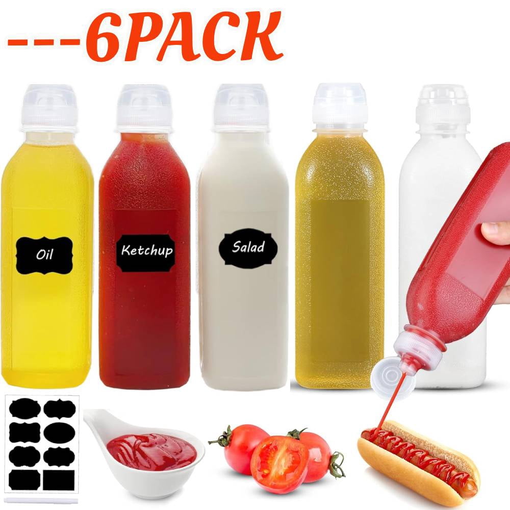6 Pack Squeeze Bottles for Sauces, Condiment Squeeze Bottles, Ketchup ...