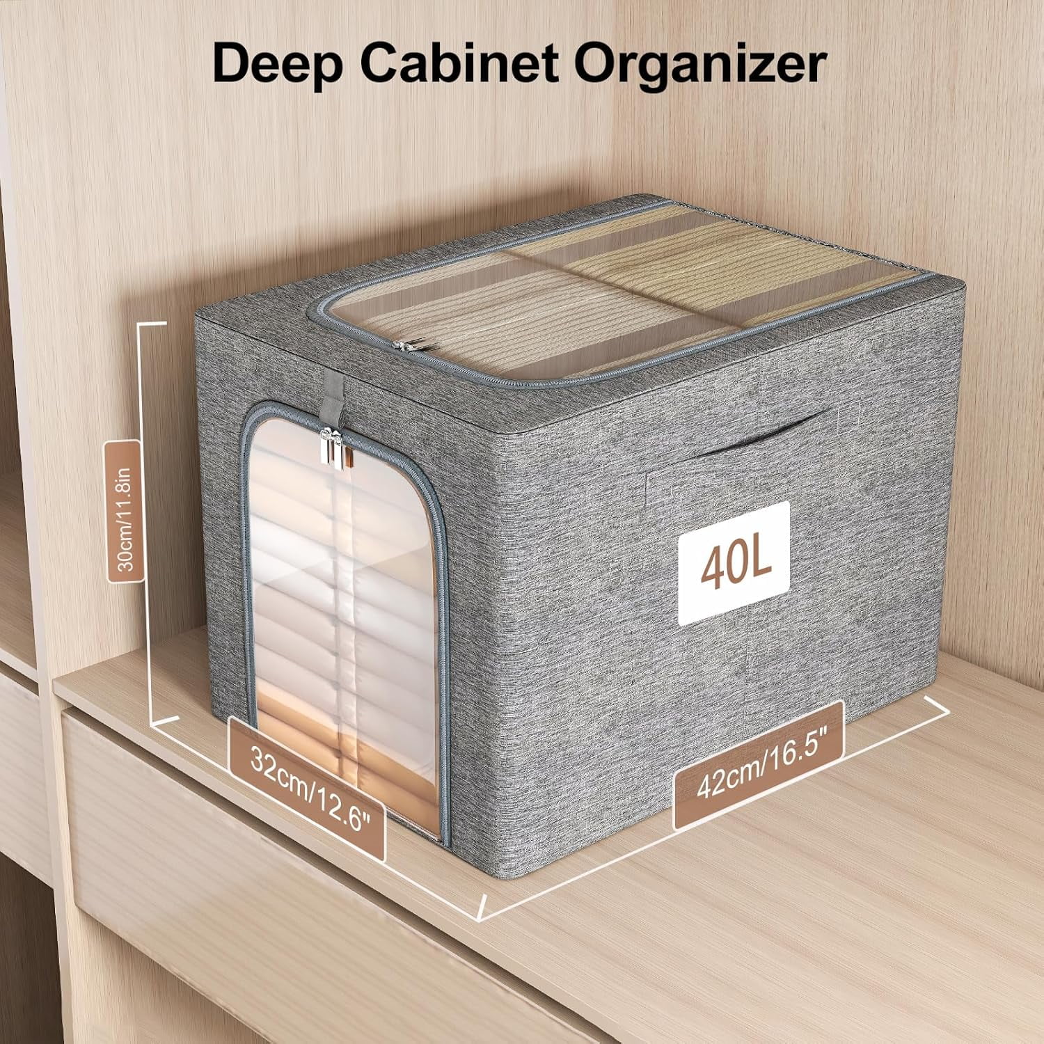 6-Pack Stackable Closet Storage Bins with Metal Frame & Window, 40L ...