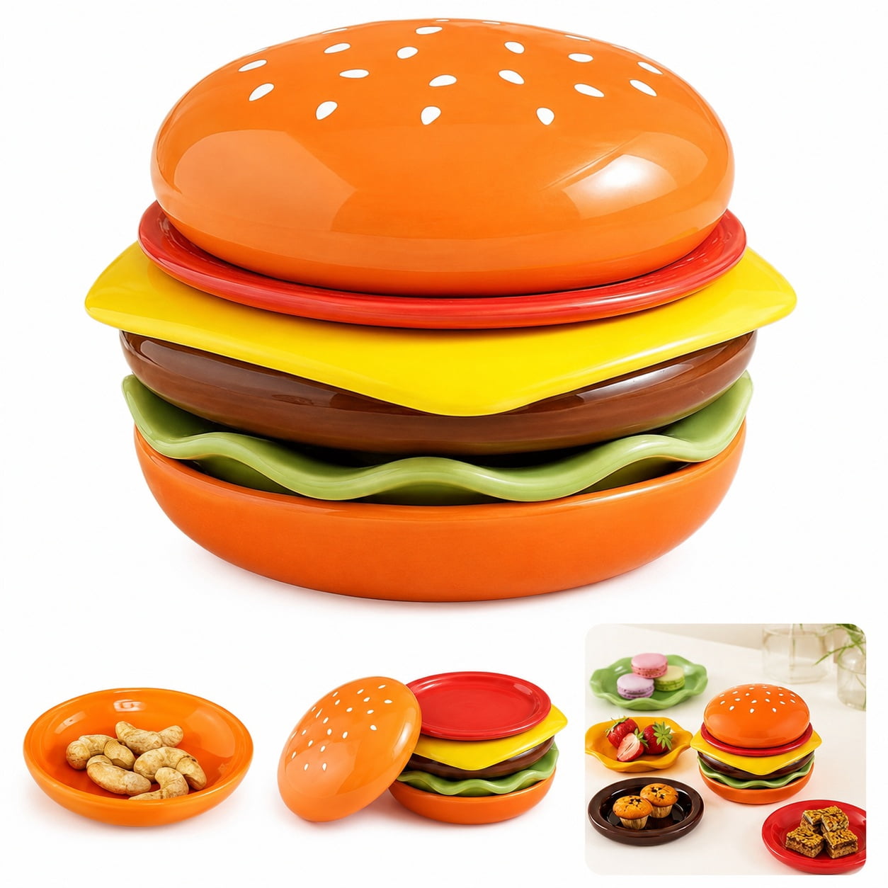 6 Pack Stackable Dip Bowls, Dishwasher Safe Condiment Plates for ...