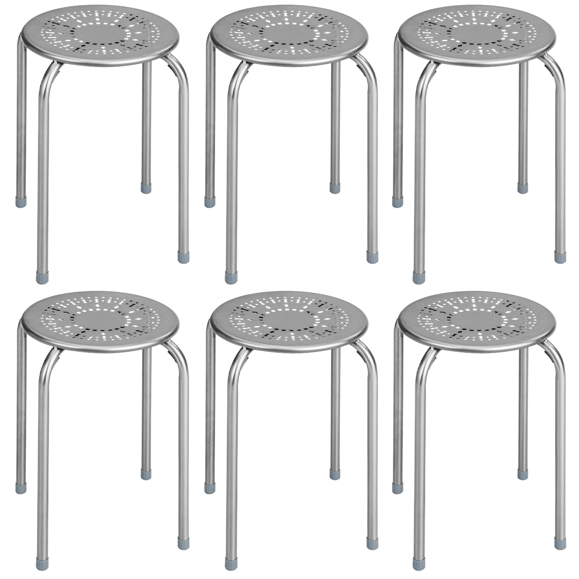 Costway 6-Piece Stackable Daisy Metal Stools, Backless Round Top ...
