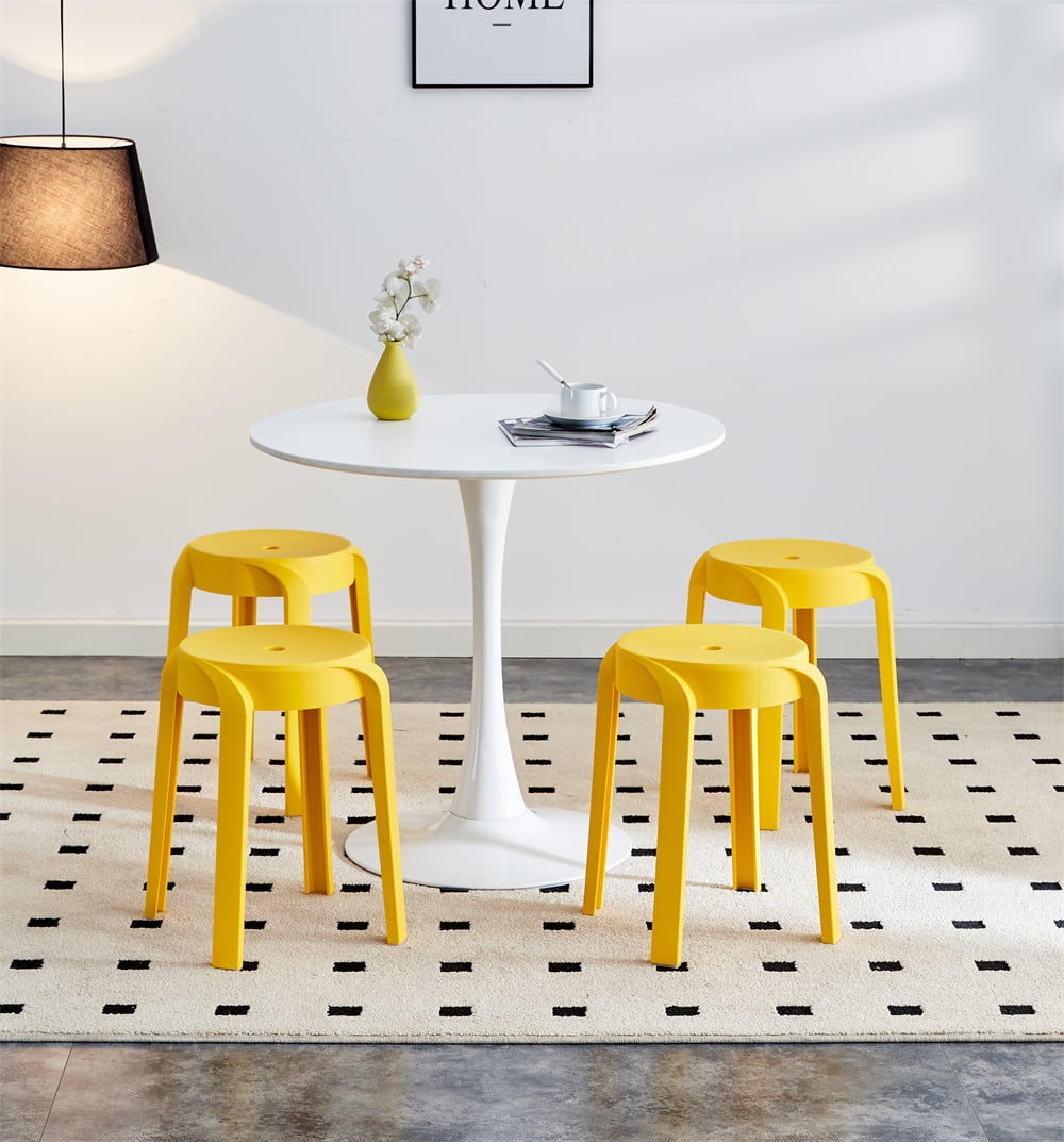 6 Pack Stackable Plastic Stools, Indoor Outdoor Flexible Round Nesting ...