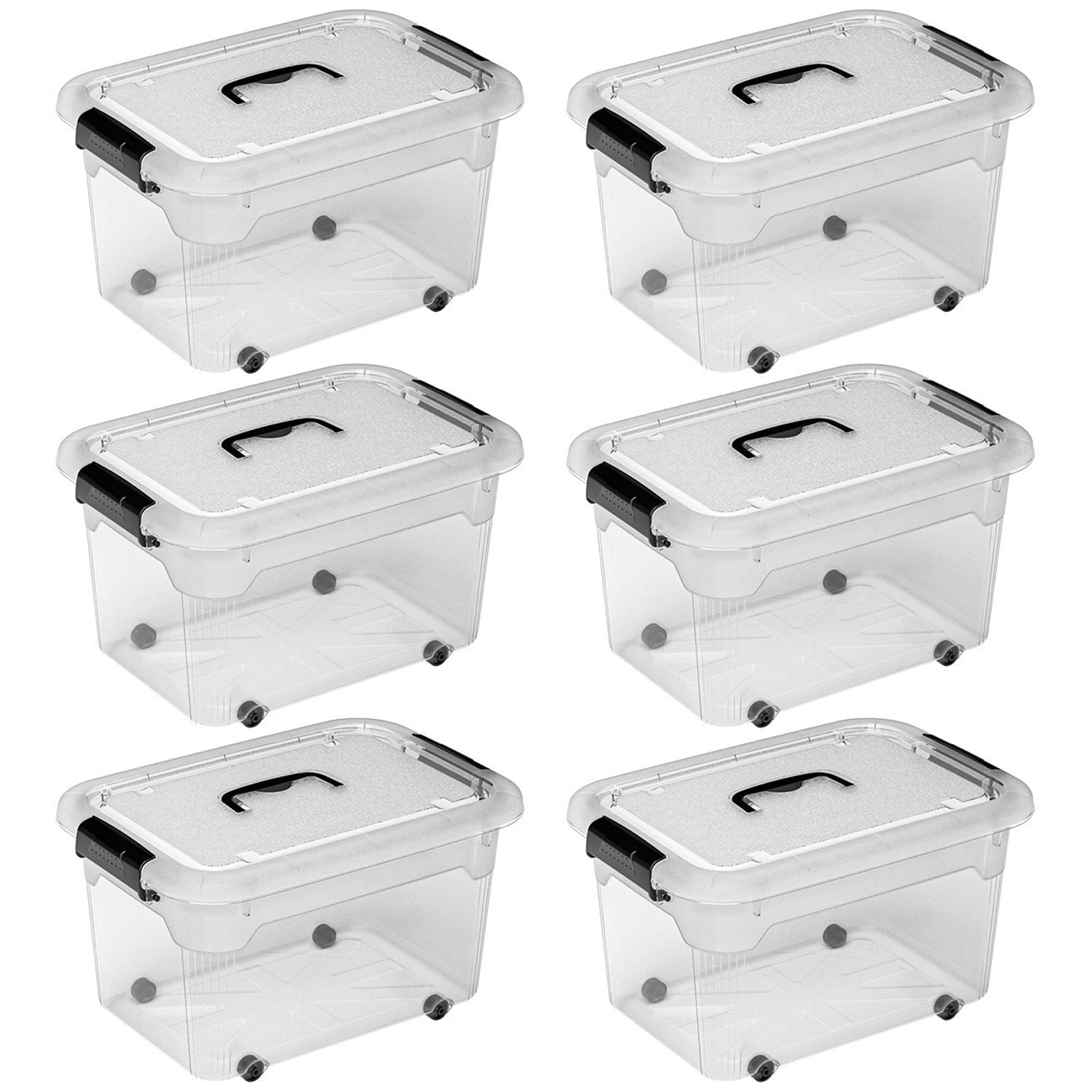 6-Pack Stackable Plastic Storage Bins with Lids,Stackable Organizer Box ...
