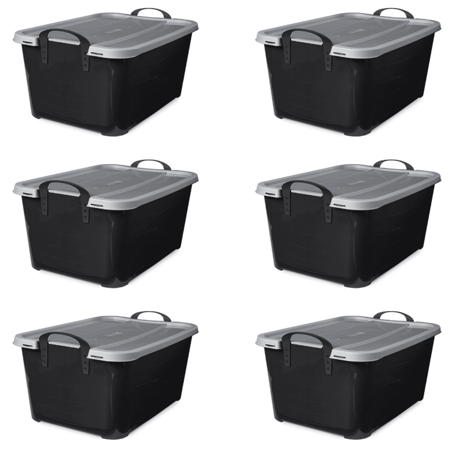 6-Pack Stackable Plastic Storage Bins w/Handles & Snapping Lids, 55 Qt ...