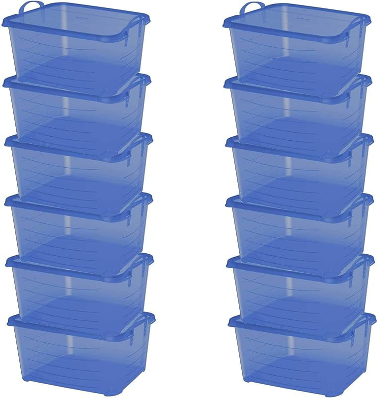 6-Pack Stackable Plastic Storage Bins w/Handles & Snapping Lids, 55 Qt., Blue - Walmart.com