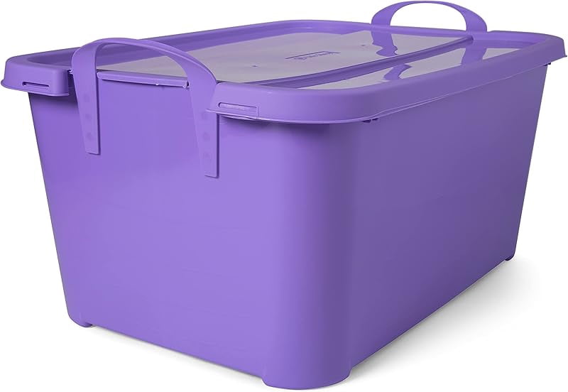 6-Pack Stackable Plastic Storage Bins w/Handles & Snapping Lids, 55 Qt ...