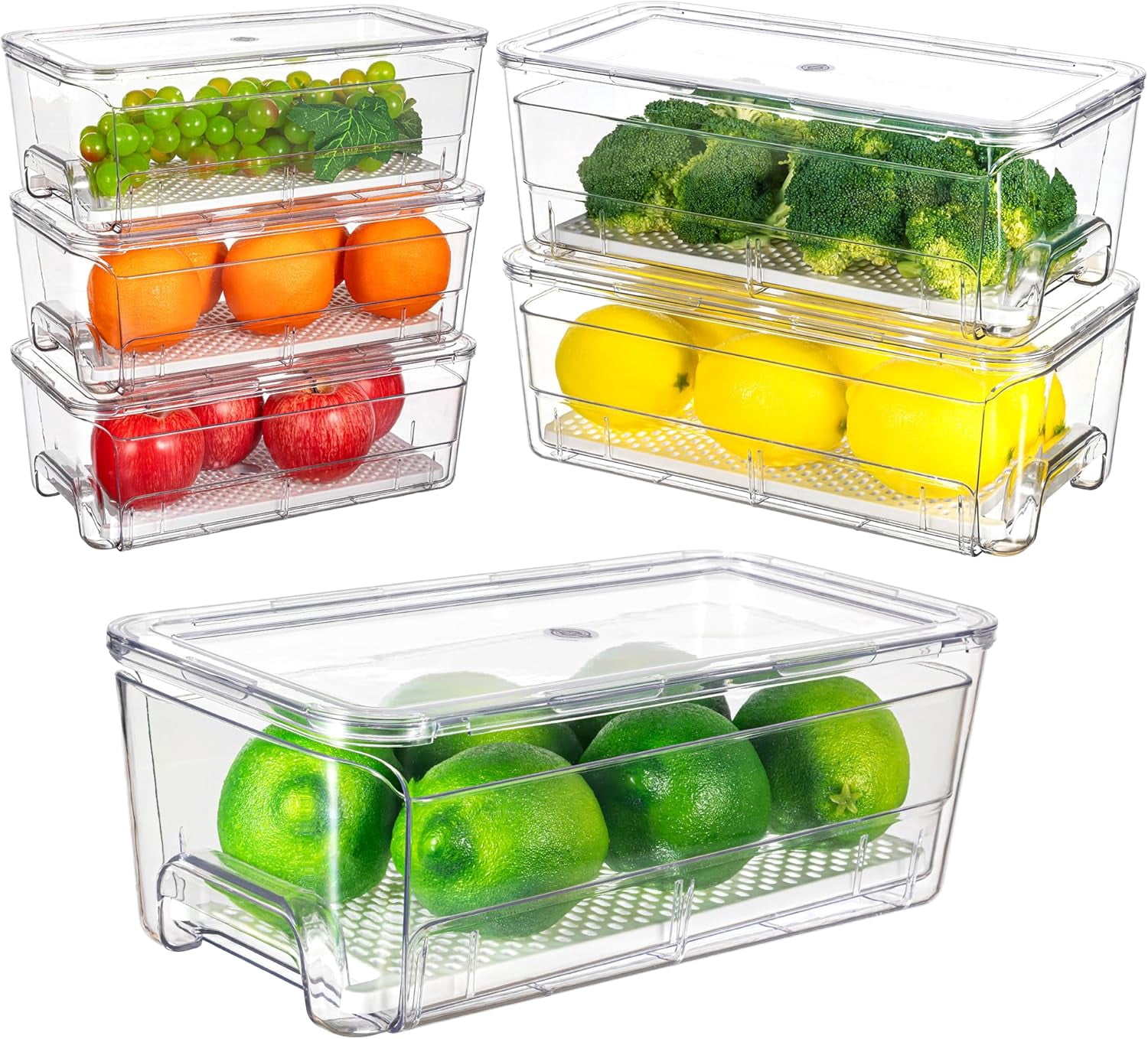 6 Pack Stackable Pull-Out Fridge Organizer Drawers, Clear Refrigerator ...
