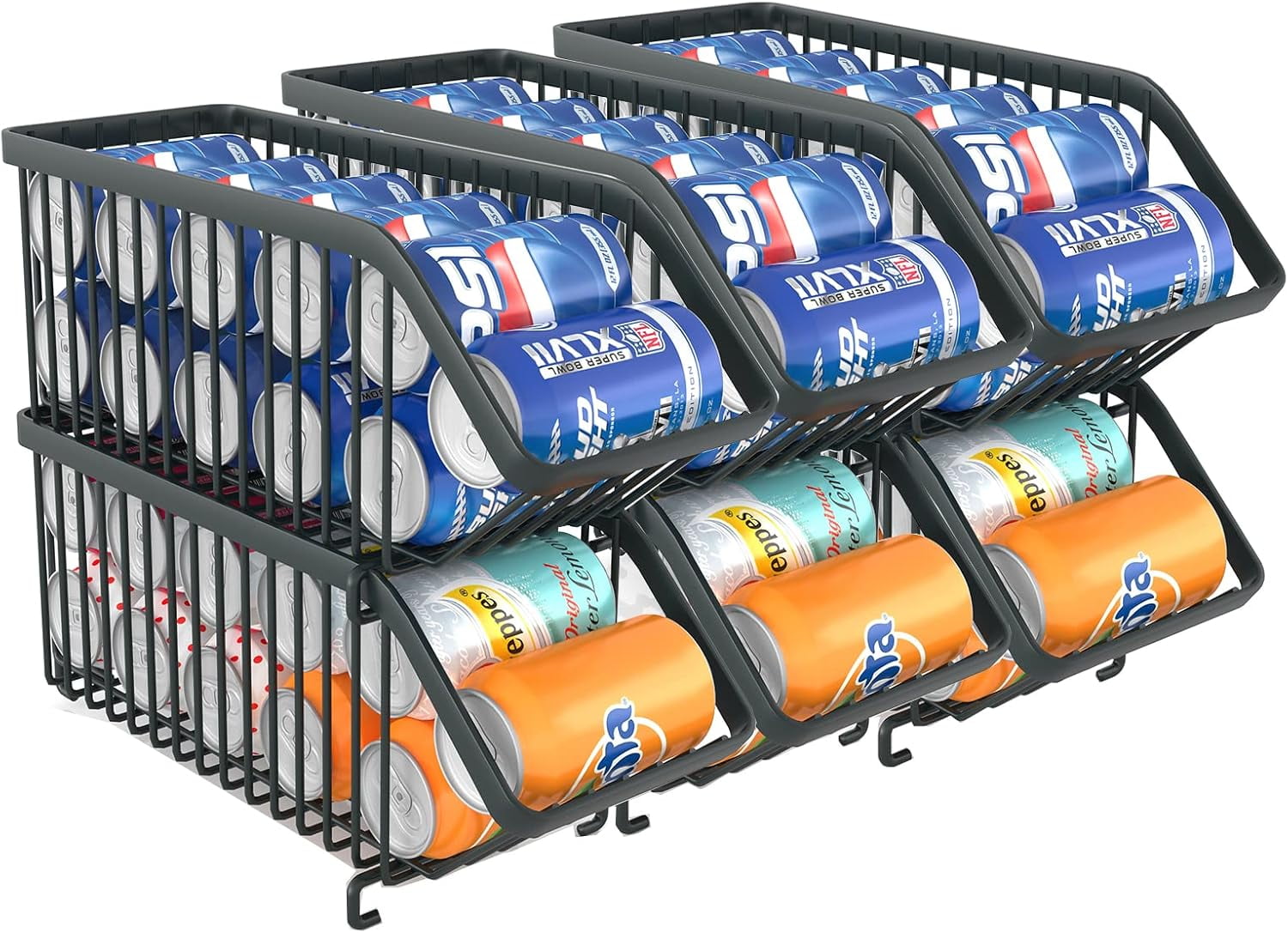 6 Pack Stackable Soda Can Organizer for Refrigerator, Can Holder ...