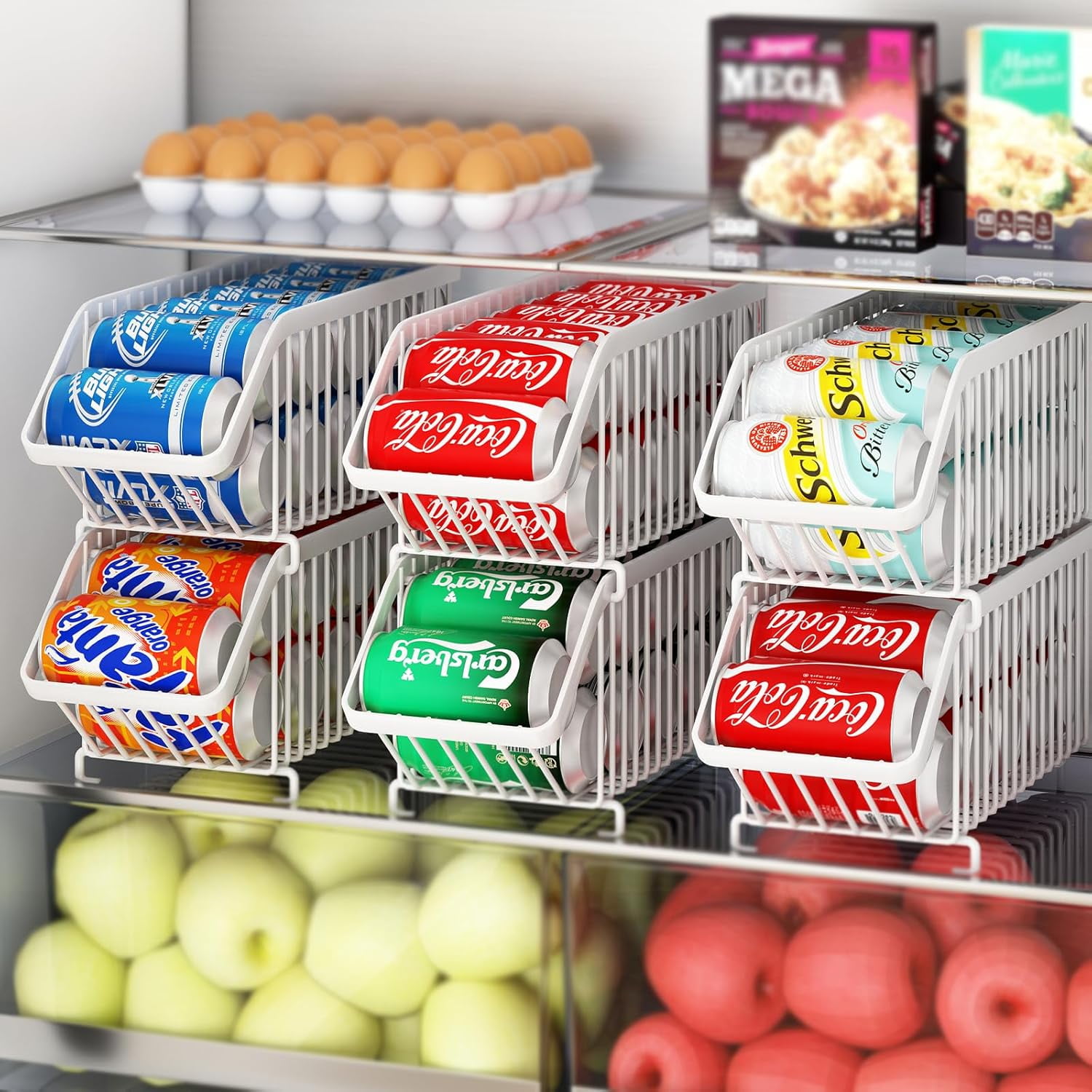 6 Pack Stackable Soda Can Organizer for Refrigerator, Can Holder ...