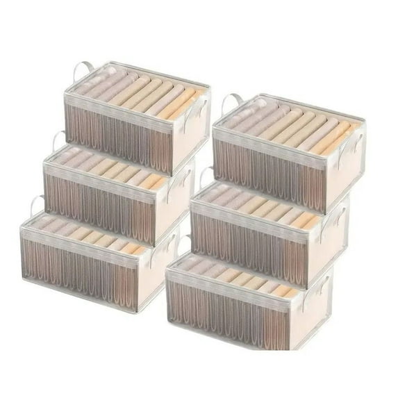 6-Pack Stackable Steel Frame Closet Storage Boxes, Transparent Foldable ...