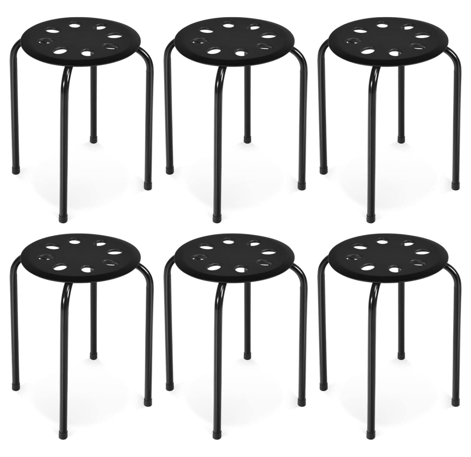 6-Pack Stackable Stools, 17.5-Inch Metal Frame Backless Stools for ...