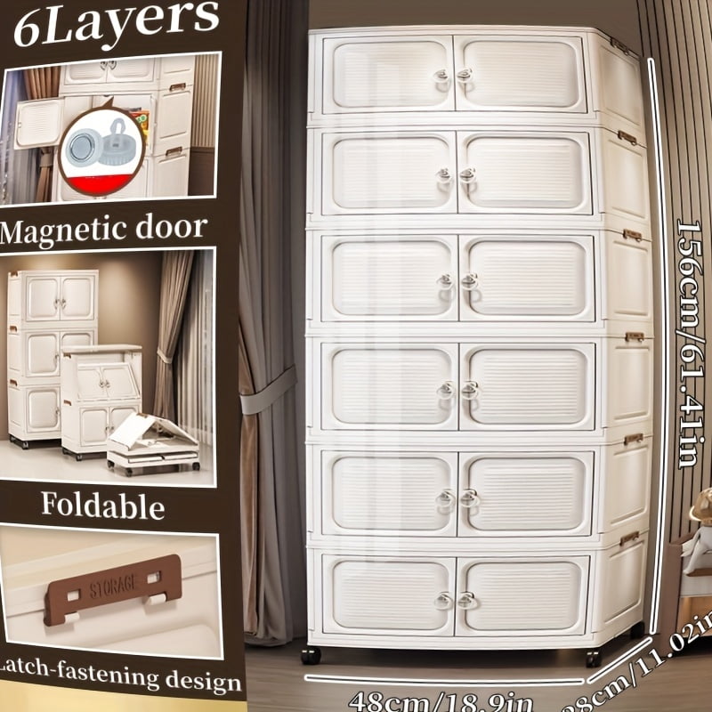 6-Pack Stackable Storage Boxes with Lids & Casters, 3/4/5/6 Layer ...