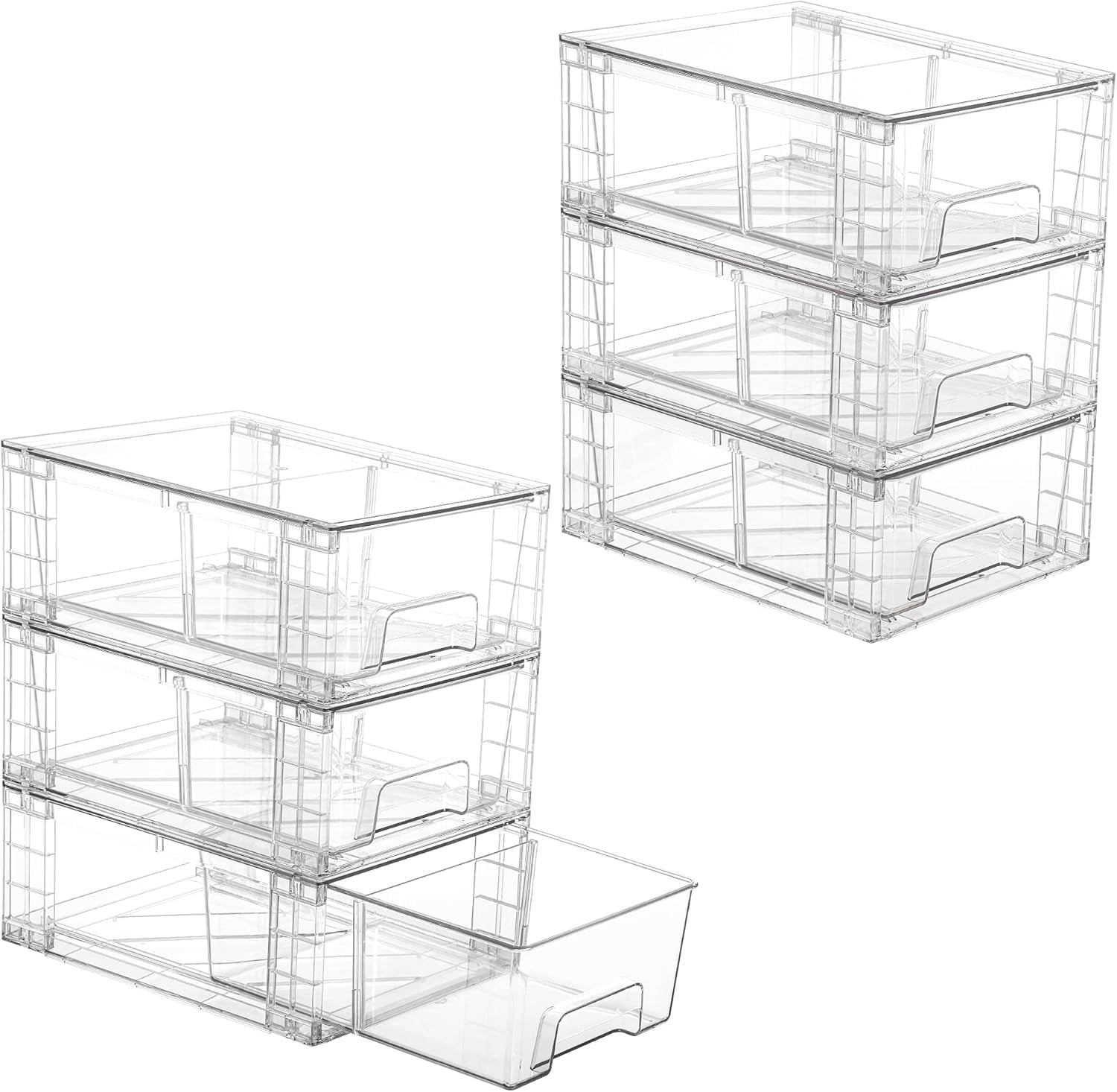 6 Pack Stackable Storage Drawers,Clear Acrylic Drawer Organizers with ...