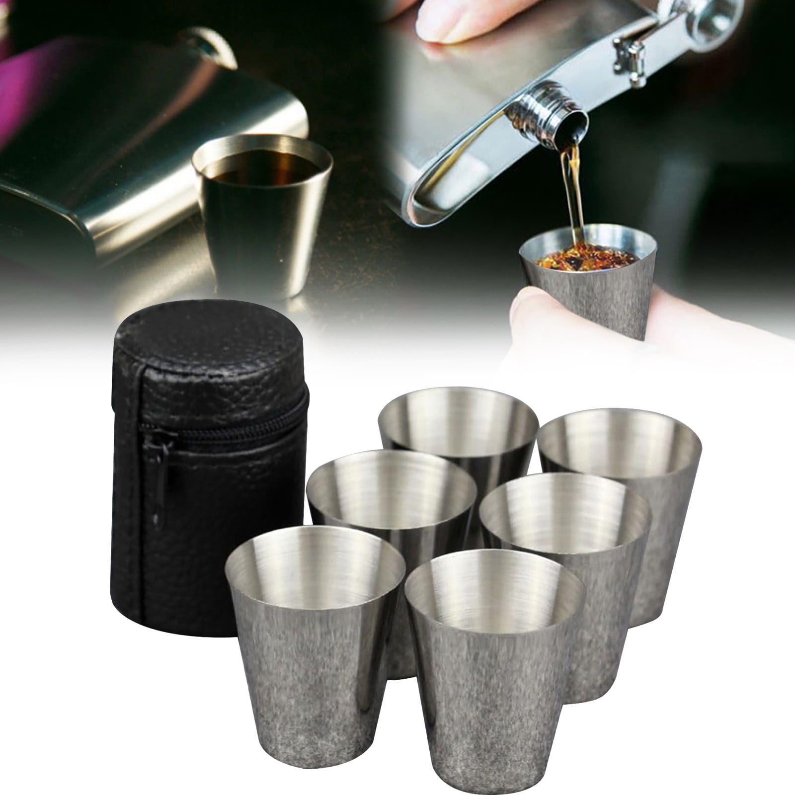 6 Pack Stainless Shot Cups 2 Oz Shot Glass Metal Barware Drinking ...