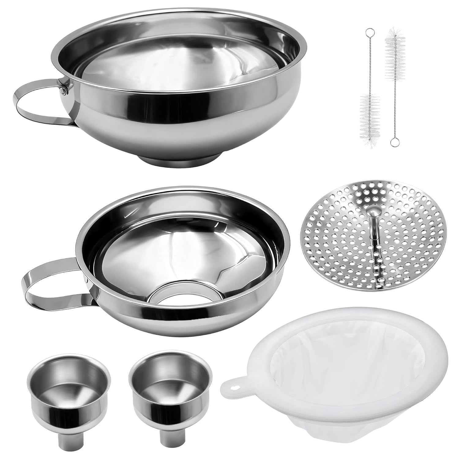 6 Pack Stainless Steel Canning Funnel for Filling Mason Jar with Mesh ...