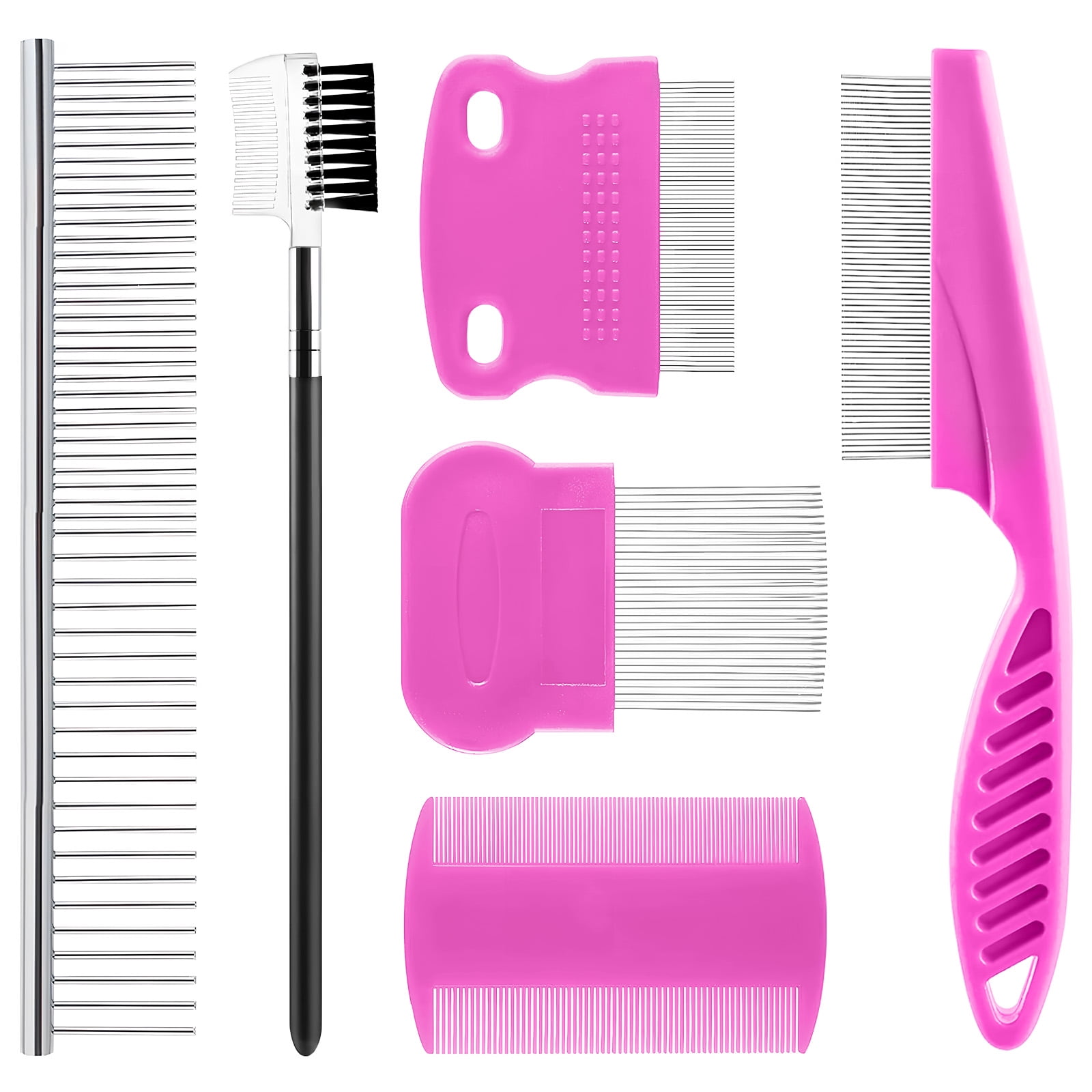 6 Pack Stainless Steel Comb for Dogs and Cats, Fine & Wide Tooth , Tick ...