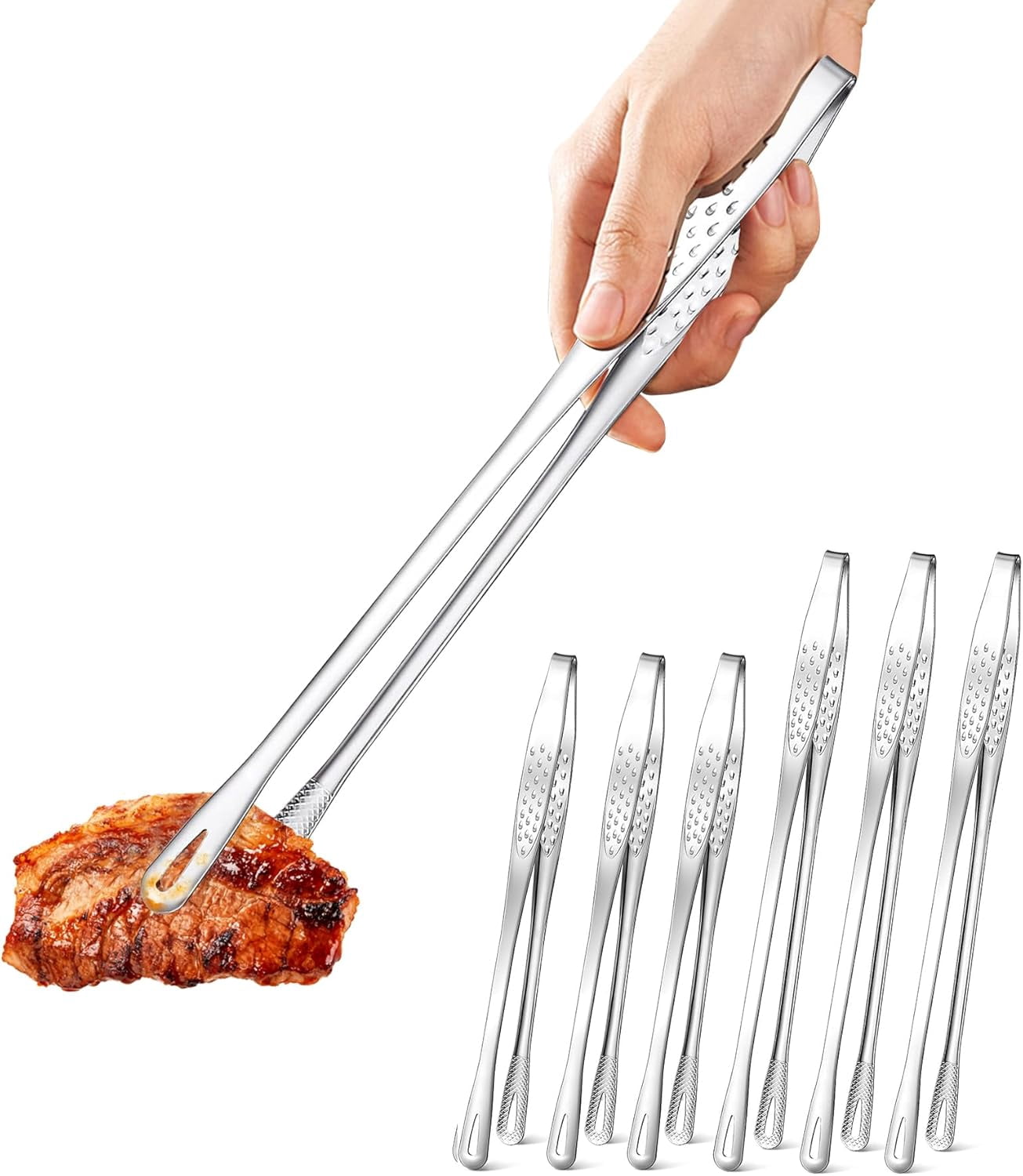 6 Pack Stainless Steel Cooking Tongs, Yakiniku Grill Tongs for BBQ ...
