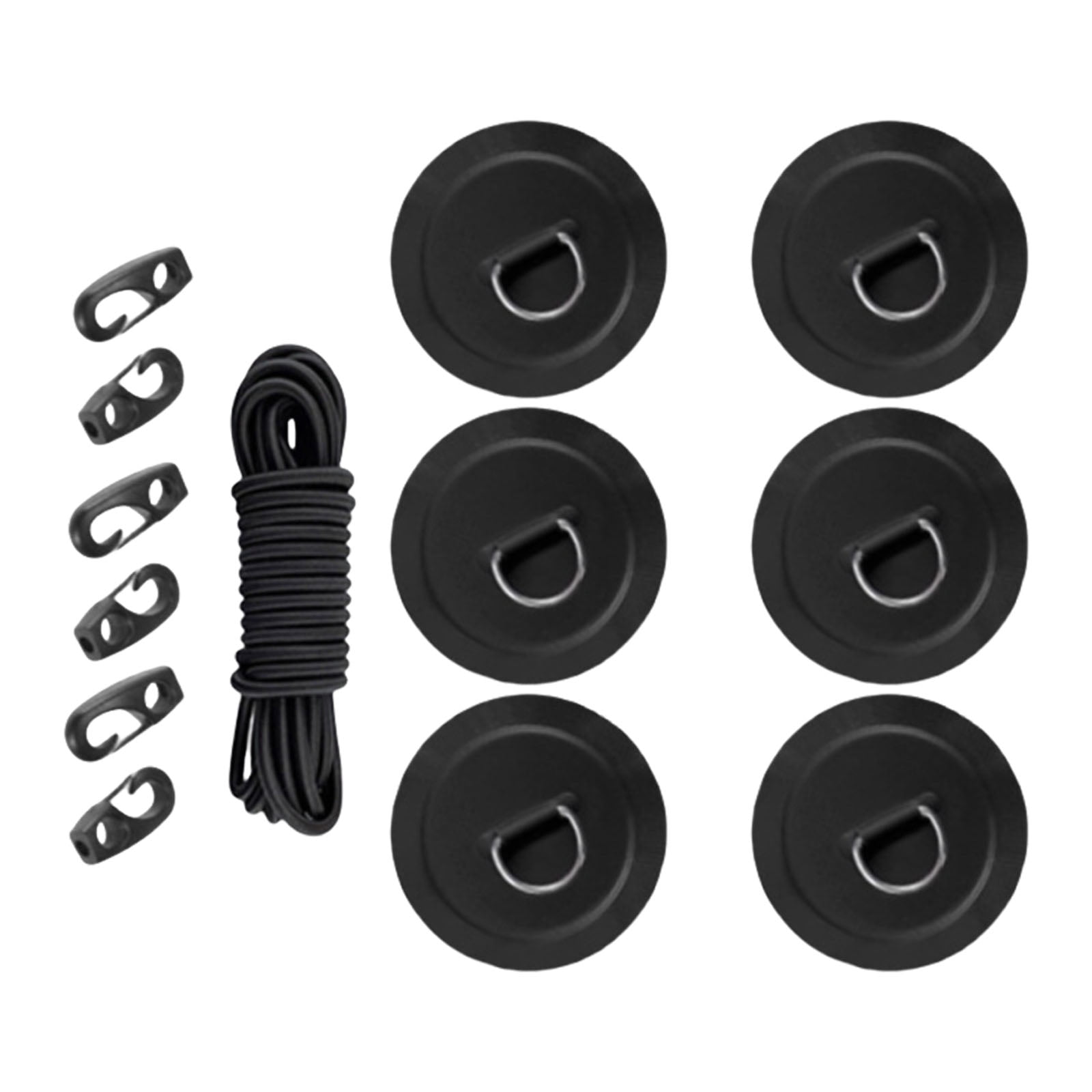 6 Pack Stainless Steel D Rings with PVC Base Paddle Storage Elastic ...