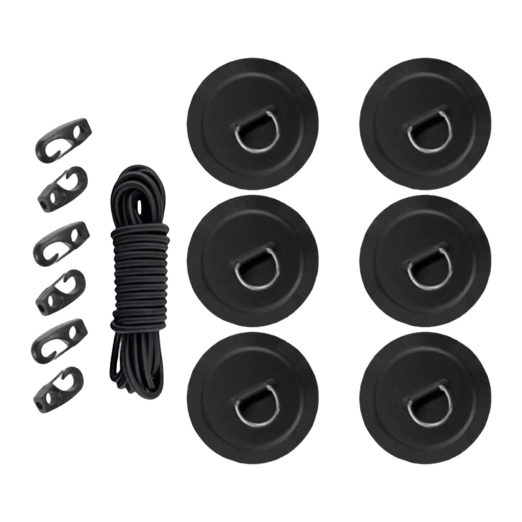 6 Pack Stainless Steel D Rings with PVC Base Paddle Storage Elastic ...