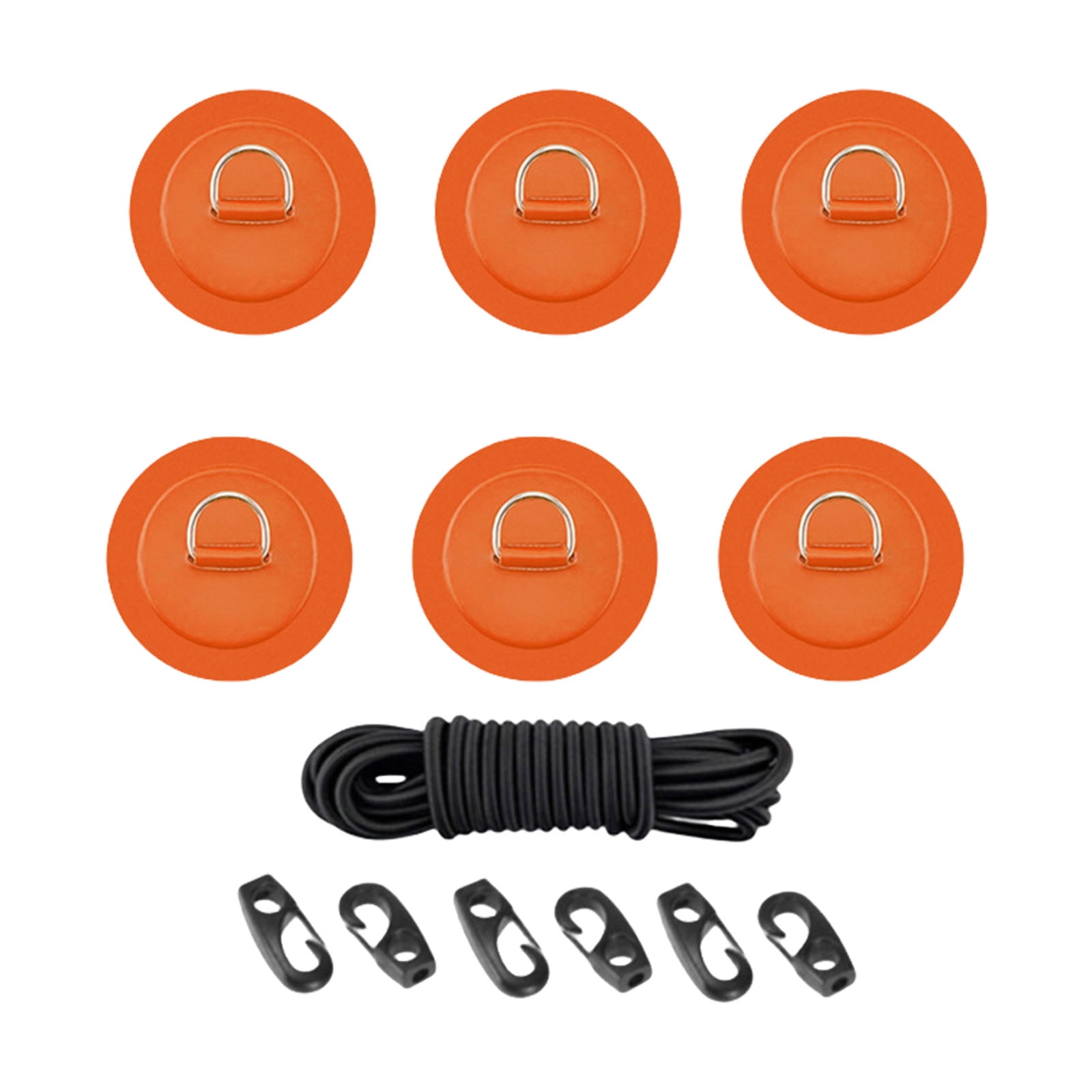 6 Pack Stainless Steel D Rings with PVC Base Paddle Storage Elastic ...