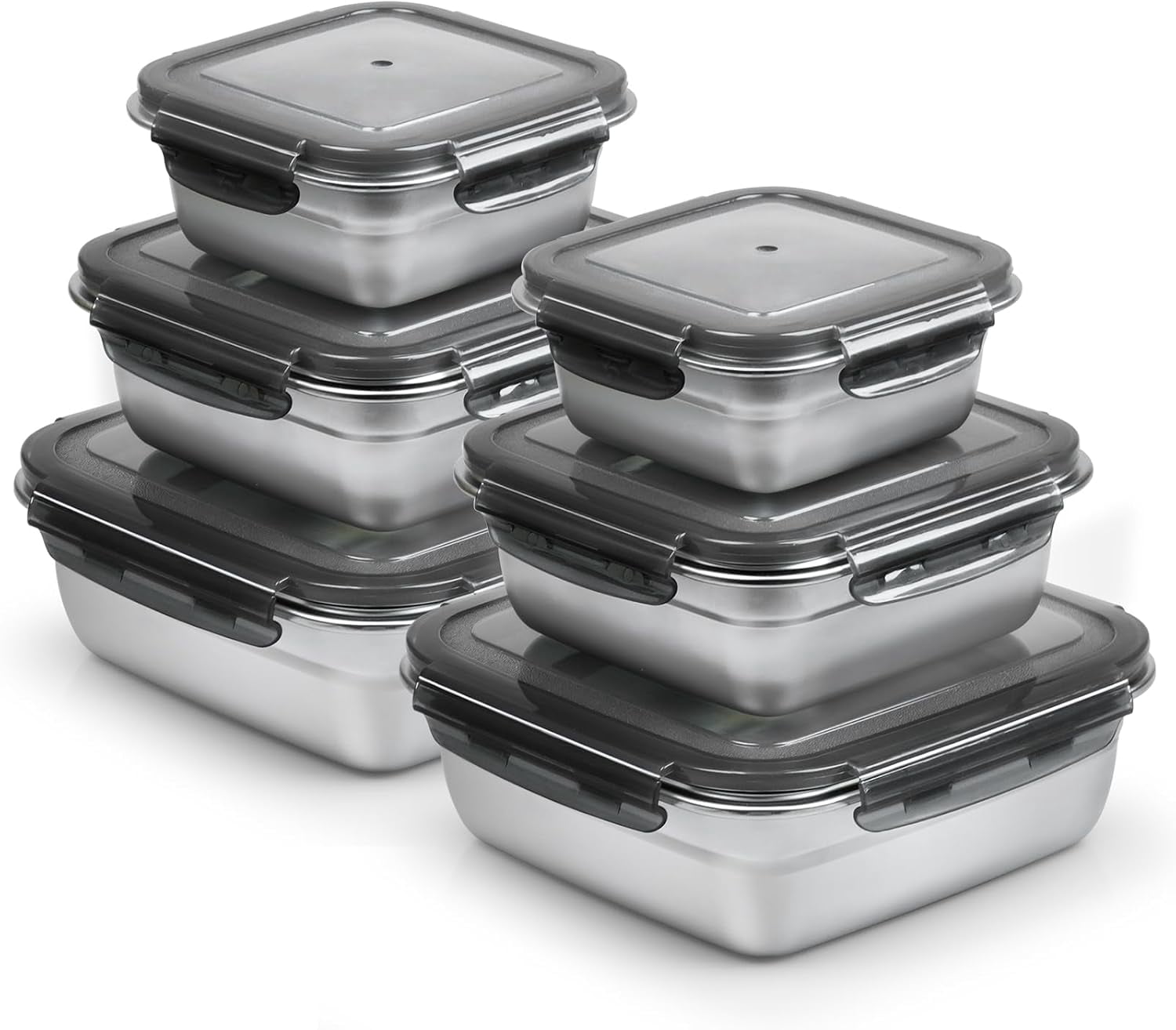 6 Pack Stainless Steel Food Storage Containers with Leak-Proof Lids, 2 ...