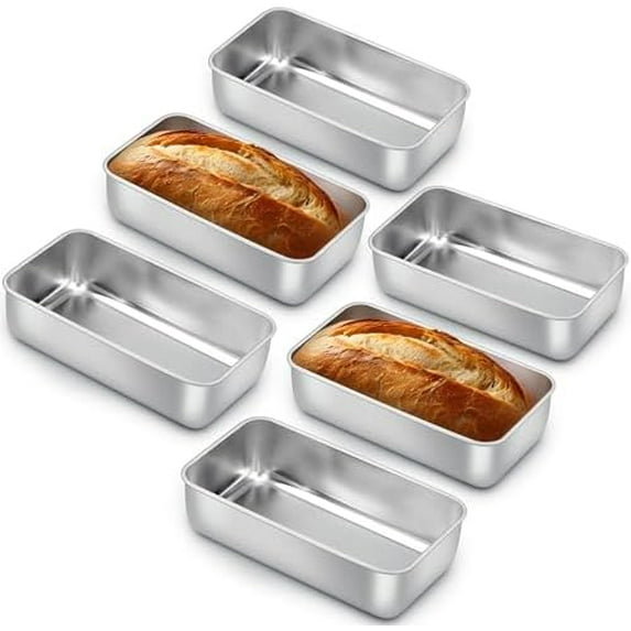 6 Pack Stainless Steel Loaf Pans, 9x5 Inch Bread Bread Pans, Metal ...