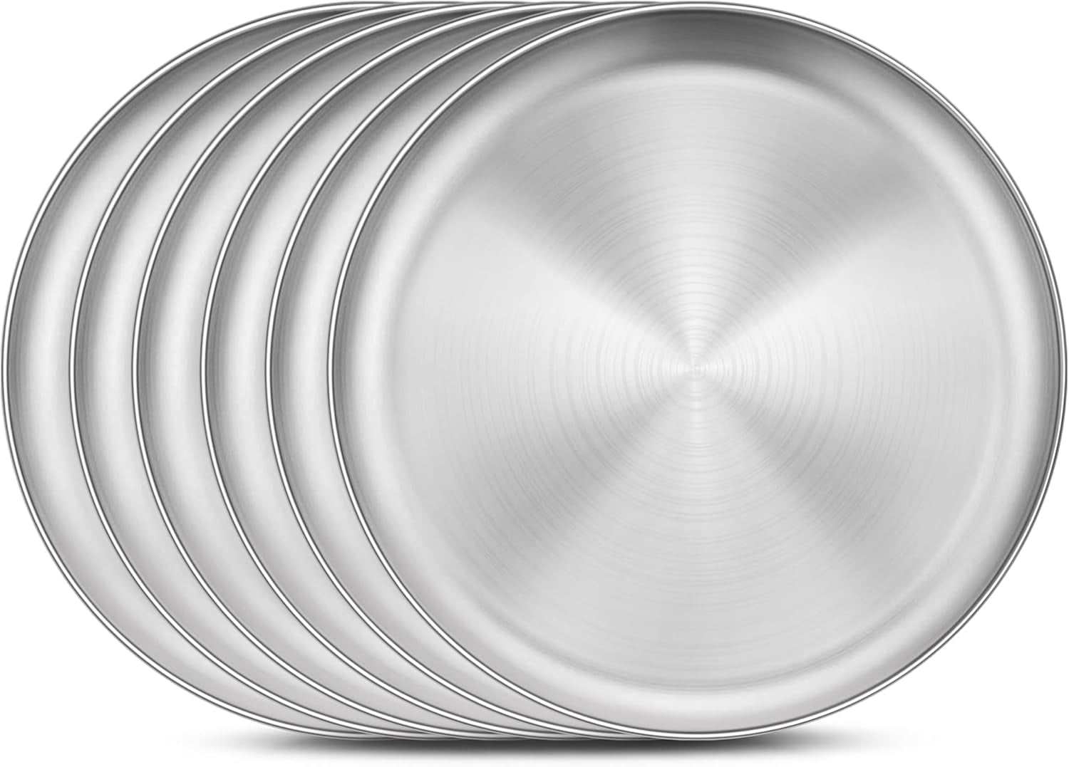 6 Pack Stainless Steel Plate Set, 10.2 Inch Metal Kids Dinner Plates ...