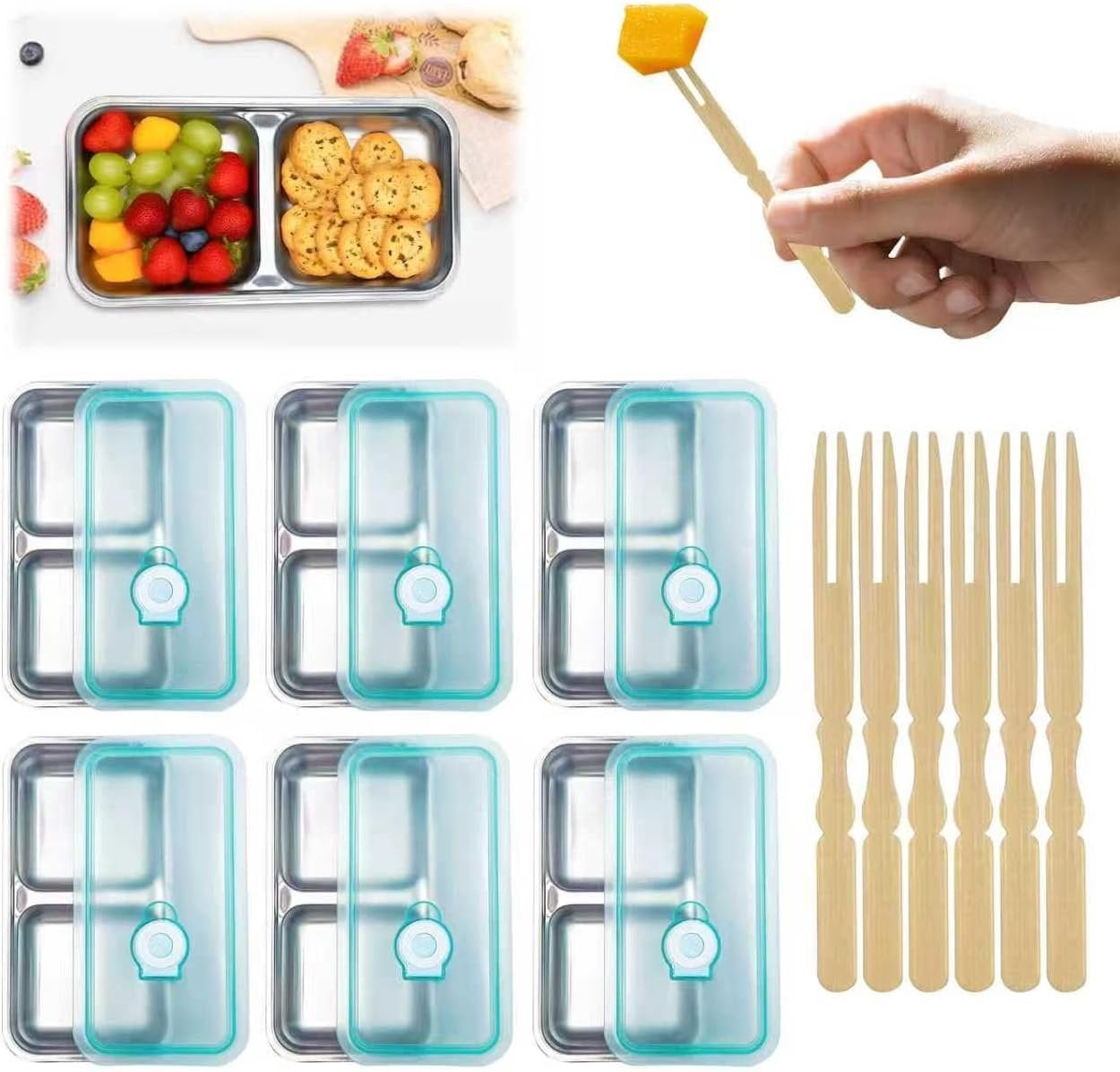 6 Pack Stainless Steel Snack Containers with , Grab and Go Stainless ...