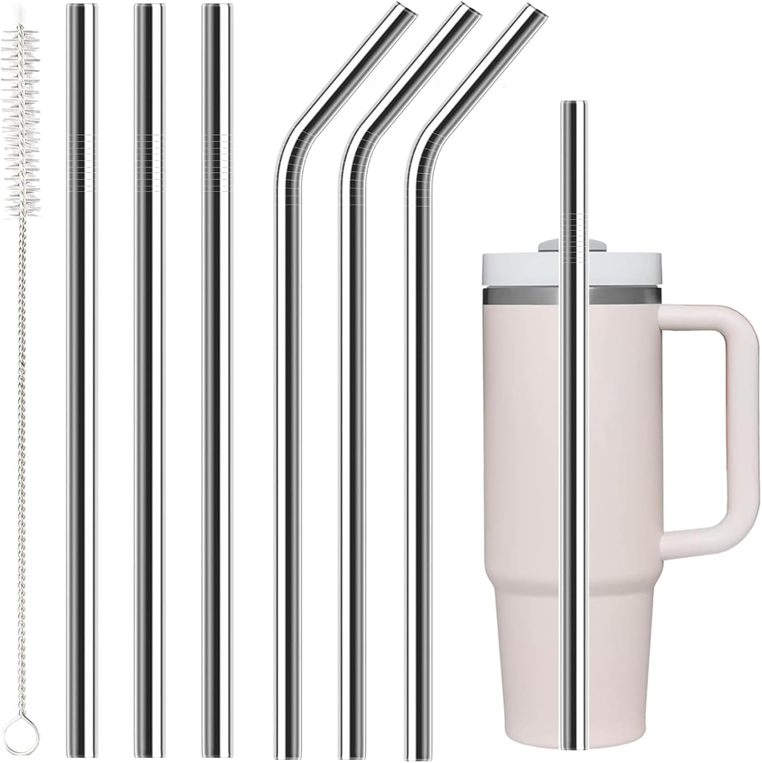 6 Pack Stainless Steel Straw Replacement 40 oz for Stanley Tumbler,3 ...