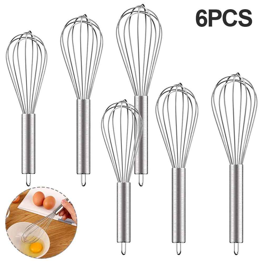 6 Pack Stainless Steel Whisk Set 8/10/12 Inch Kitchen Balloon Whisks ...