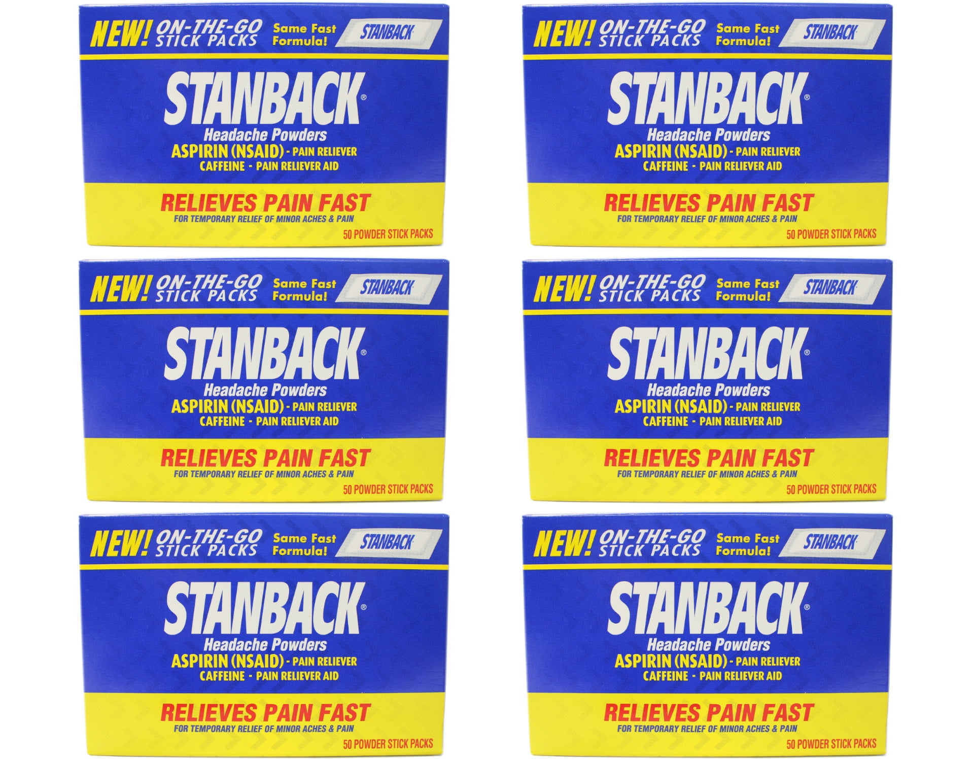 Stanback 6 Pack Stick Pack Headache Powders 50 Count Each, Pain ...