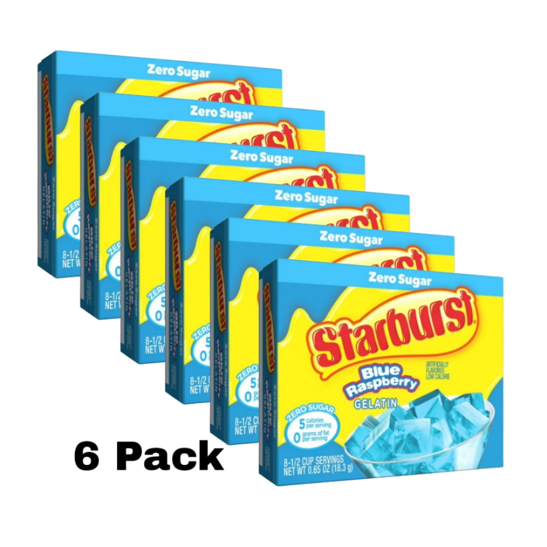 (6 Pack) Starburst Sugar-Free Blue Raspberry Gelatin Mix, 8 Servings, 0 ...
