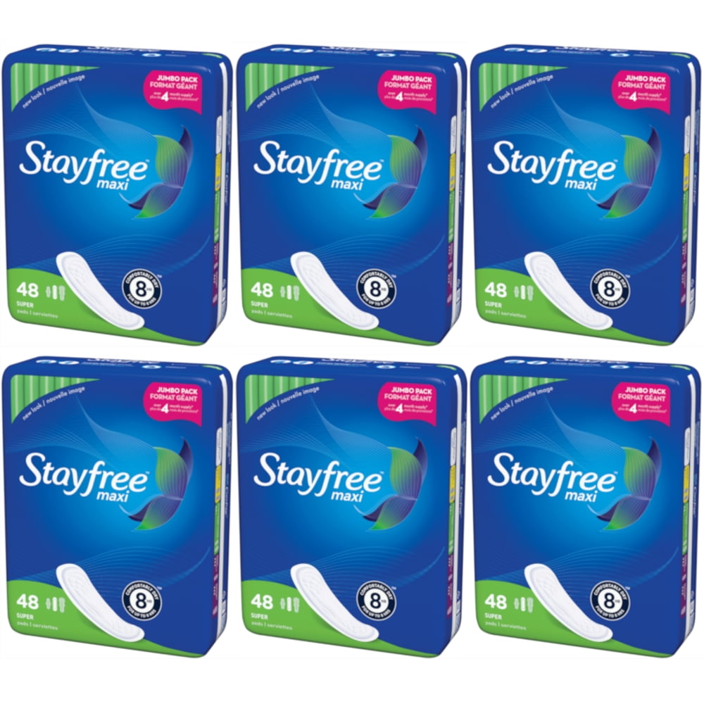 6 Pack Stayfree Maxi Pads for Women Super - Dry, Cool, and Comfortable ...
