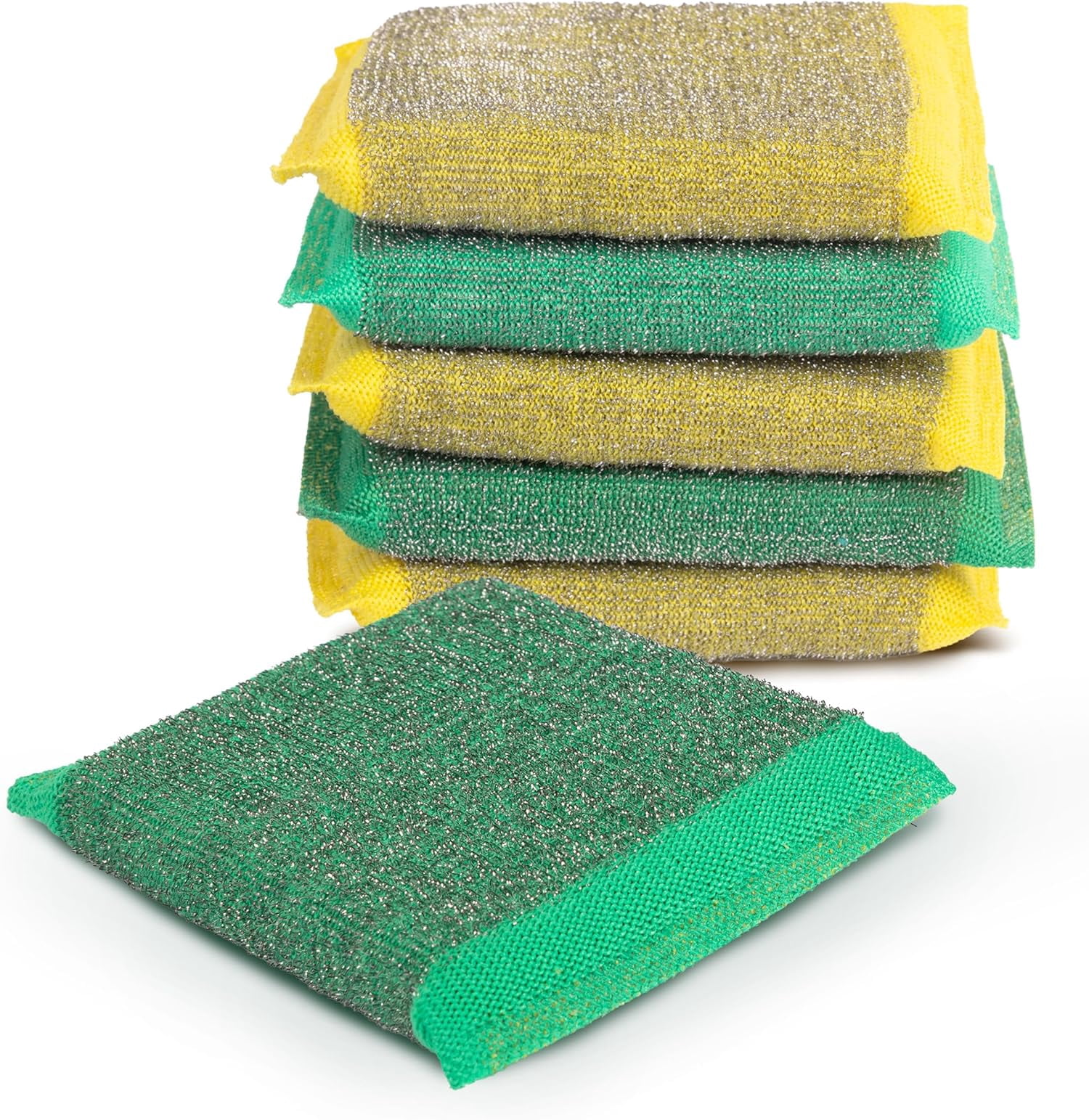 6-Pack Steel Scouring Sponges with Rust Resistant Stainless Steel ...