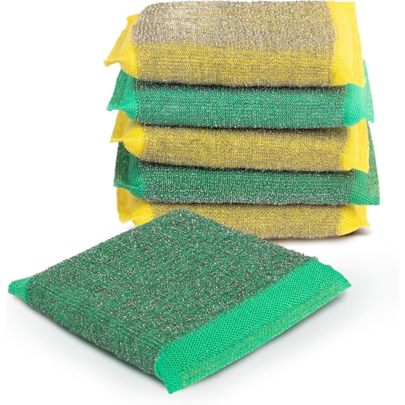 6-Pack Steel Scouring Sponges with Rust Resistant Stainless Steel ...