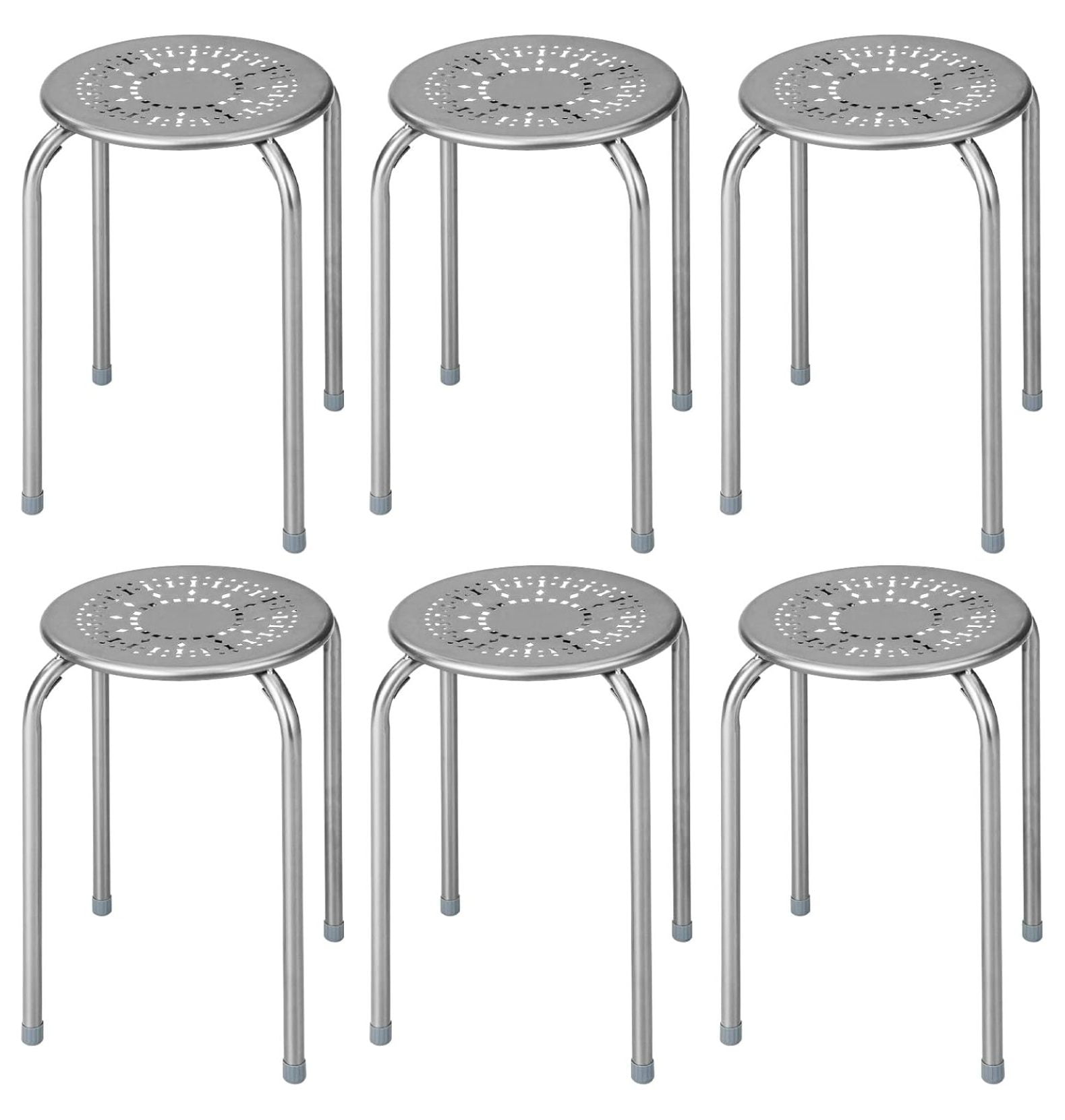 6-Pack Steel Stack Stools, 17.5-Inch Height Portable Stackable Backless ...