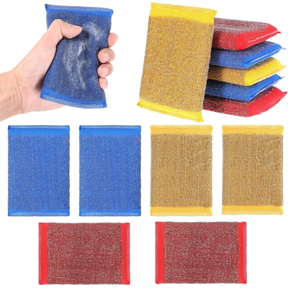 6 Pack Steel Wool Scrubber Sponges, Heavy Duty Stainless Steel Scouring ...